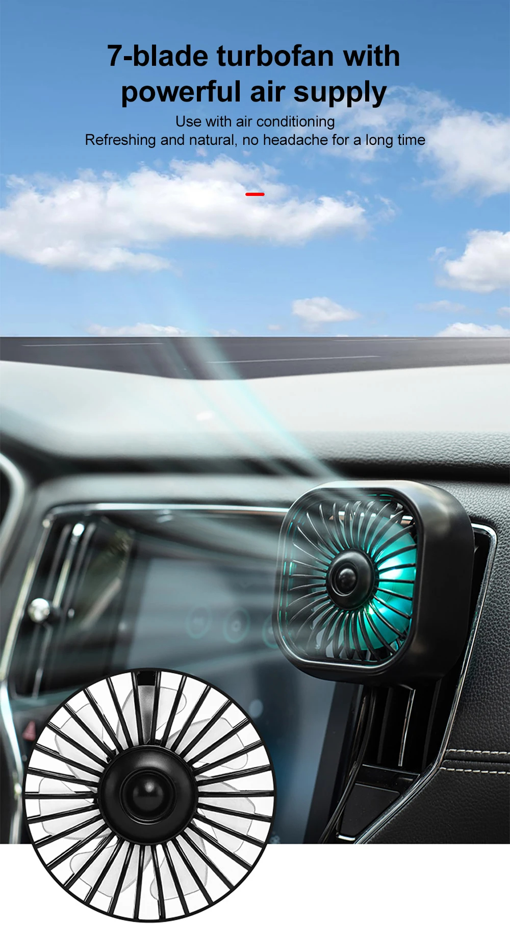 Car Air Outlet Fan Mini Car Mounted USB Cooling Fans with Color ...