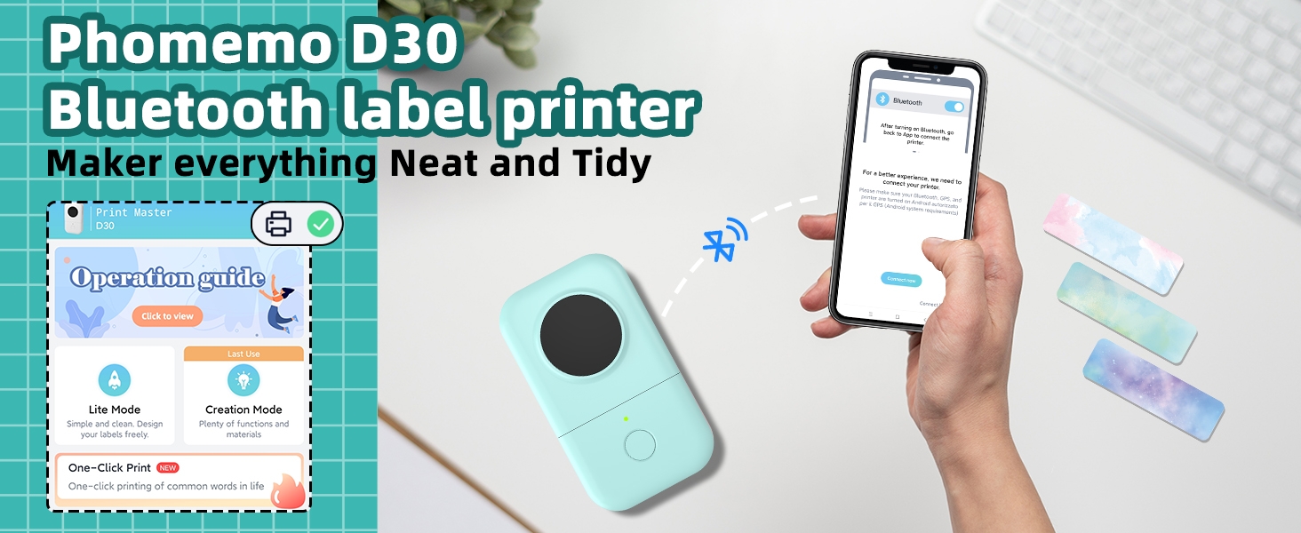 Phomemo D30 Mini Bluetooth Thermal Label Printer,Portable Sticker Maker Machine | Shopee Singapore