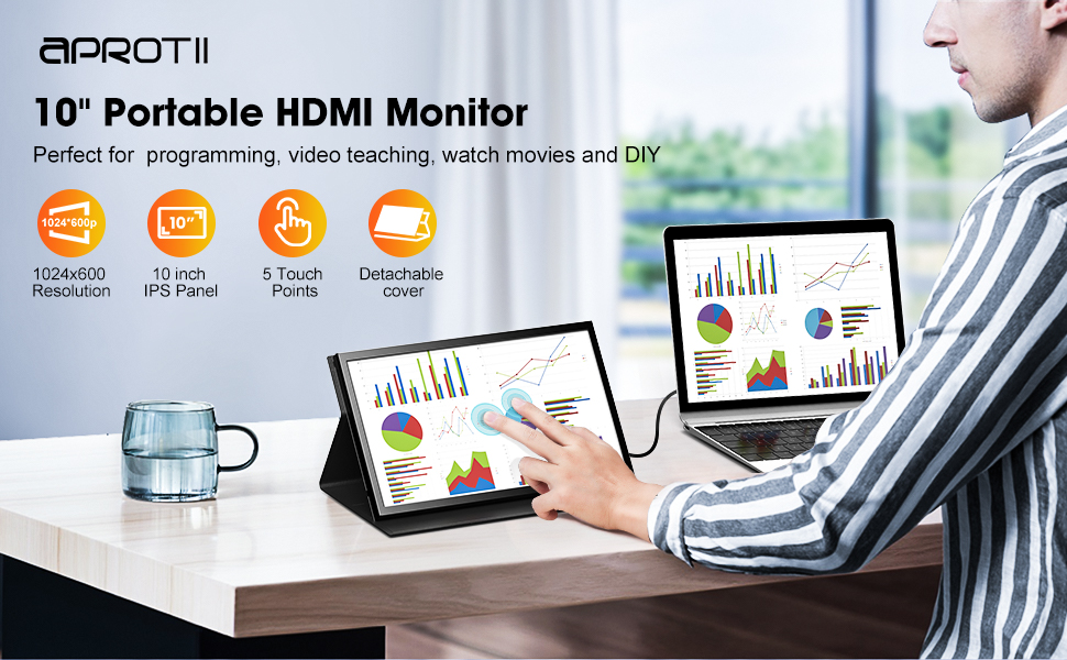 APROTII 10 inch RasPi Screen, 1024x600 IPS Capacitive Touchscreen ...