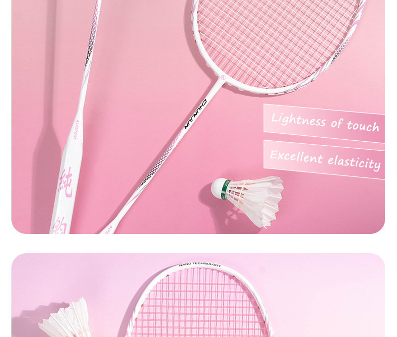 ALP DF 8U G6 Max 30Lbs Strung 100% Full Carbon Fiber Pink Badminton ...
