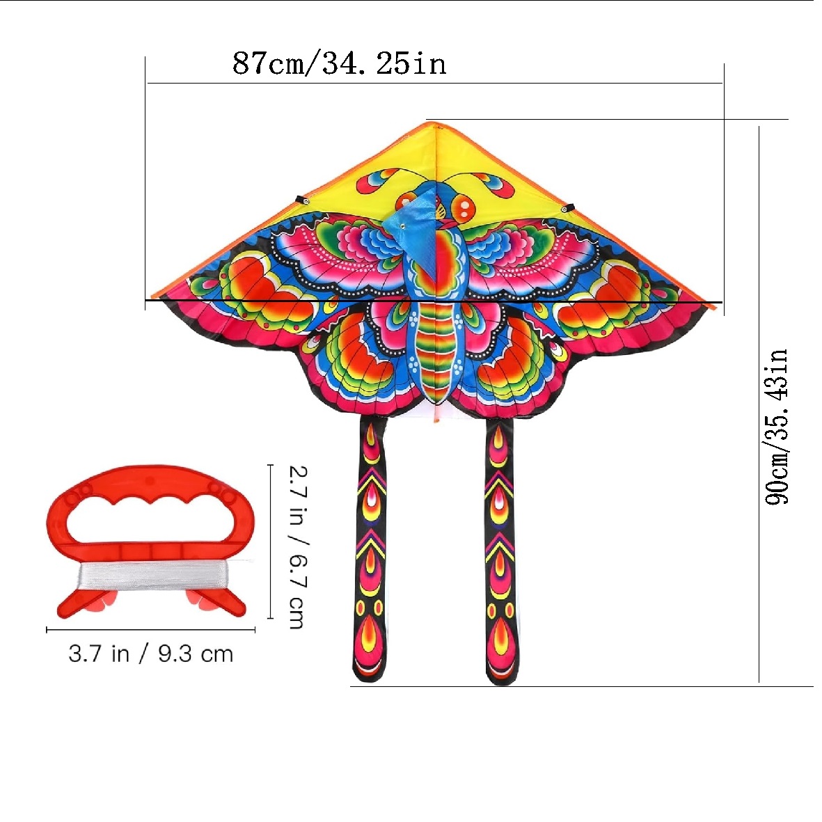 1 set of 90 cm colorful butterfly kite outdoor flying toys, 30 long ...
