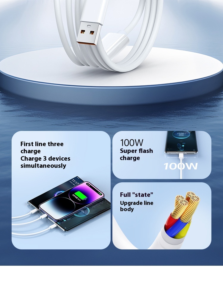 Free Gift USB Lamp 100W Super Fast Charging Cable 3 In 1 Flash Charger ...
