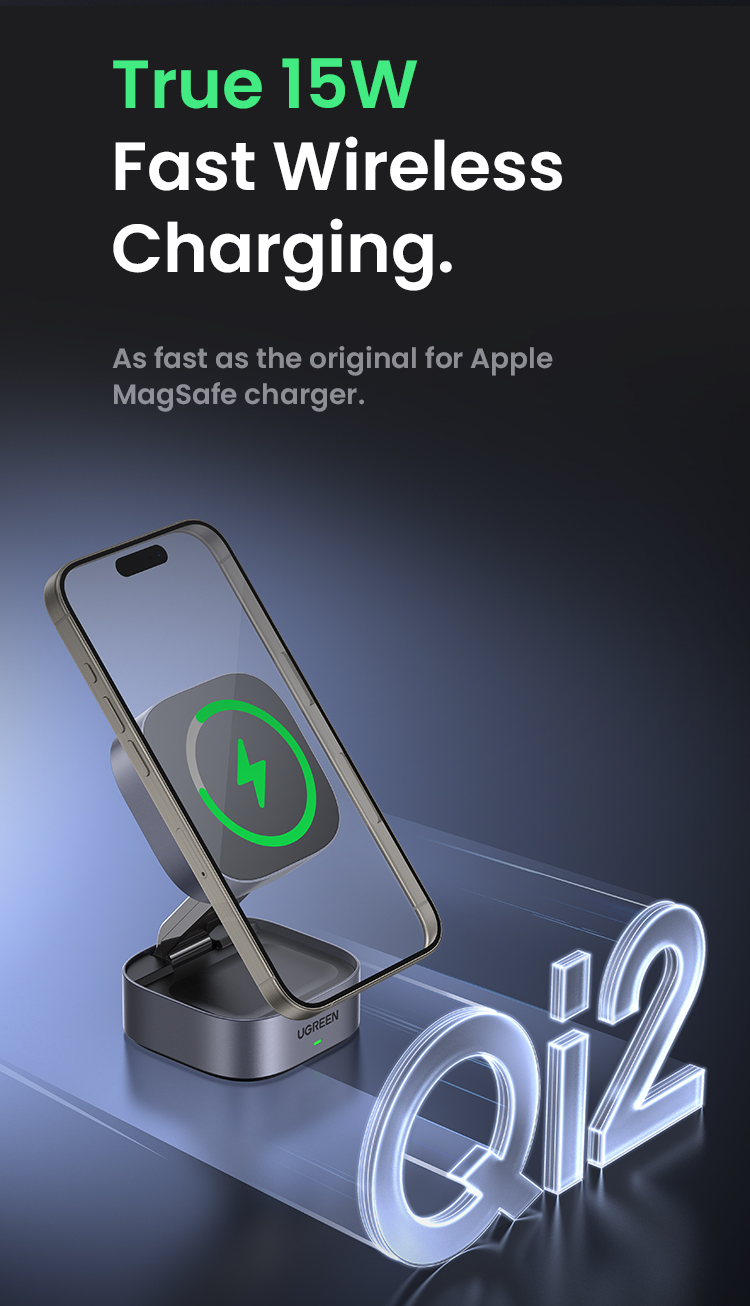 UGREEN 2-in-1 25W Max Qi2 MPP Magnetic Wireless Charger, 15W Max for ...
