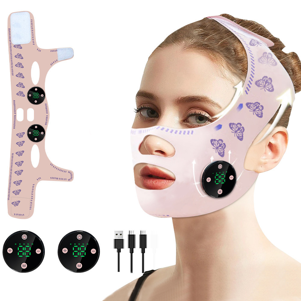 EMS V-Shape Face Lifting Massager Face Slimming Lift Skin Tightening Anti Wrinkle Reduce Double ...