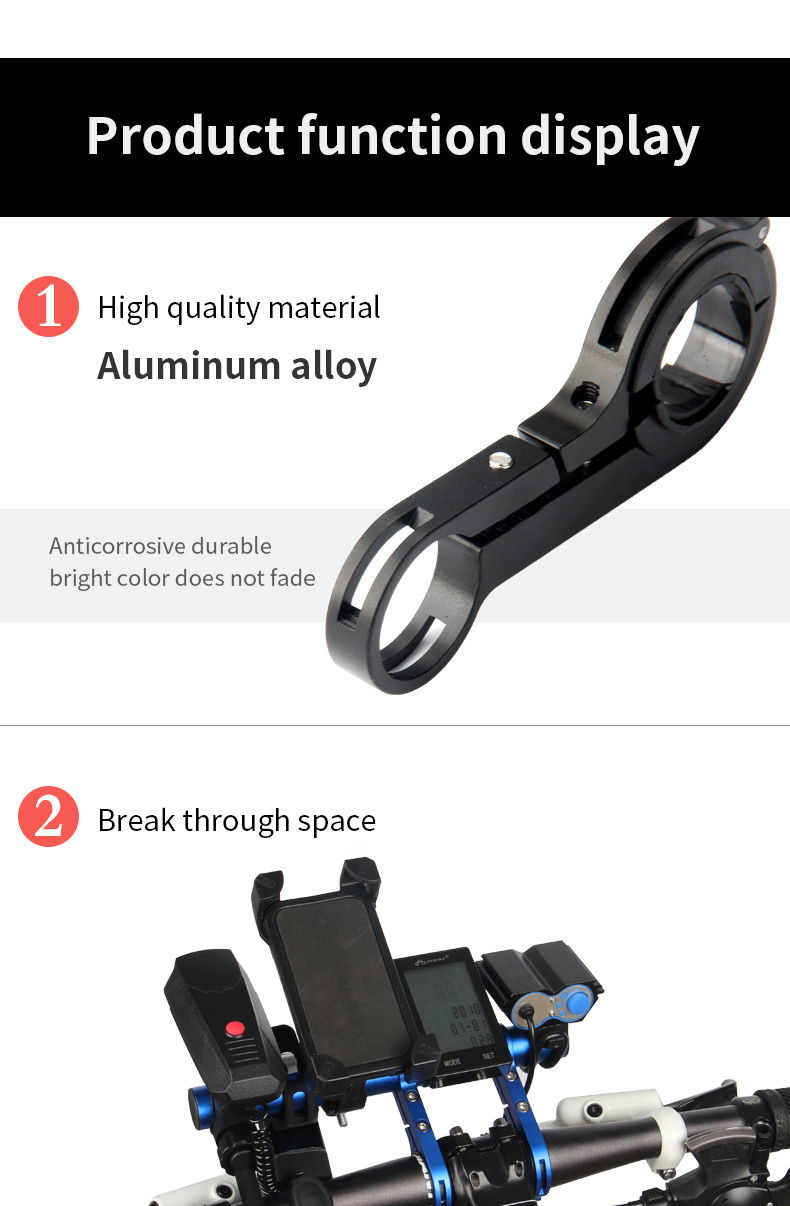 10/20/30cm Bicycle Handlebar Extended Bracket MTB Headlight Mount ...