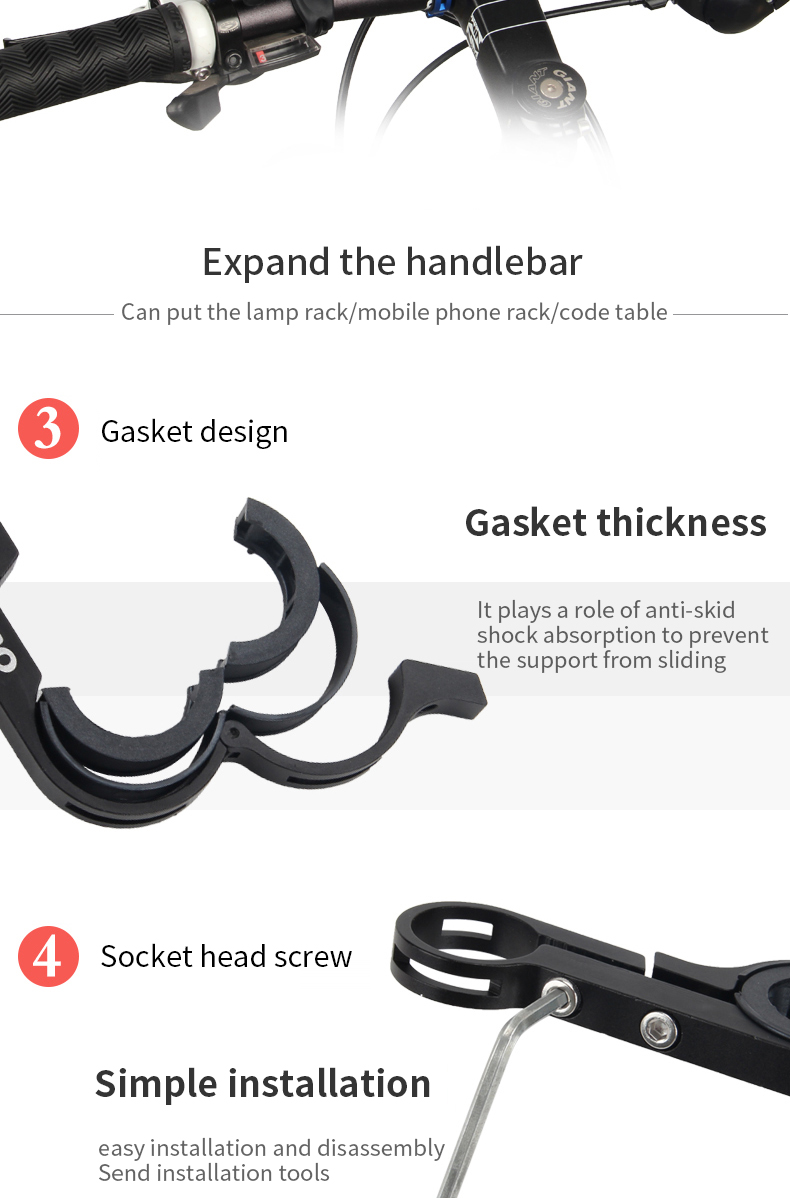 10/20/30cm Bicycle Handlebar Extended Bracket MTB Headlight Mount ...