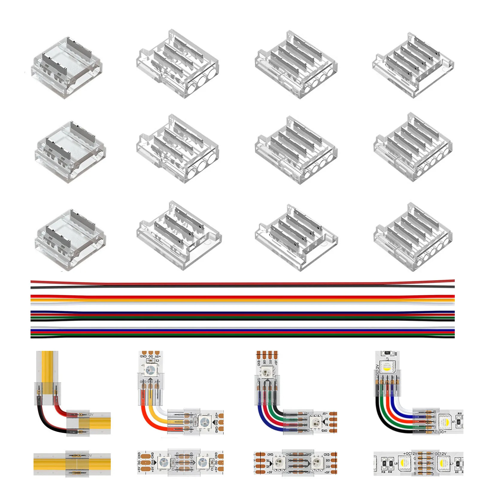 BTF-LIGHTING SMD COB LED Connector 5050 RGB T-type L-type X-type ...