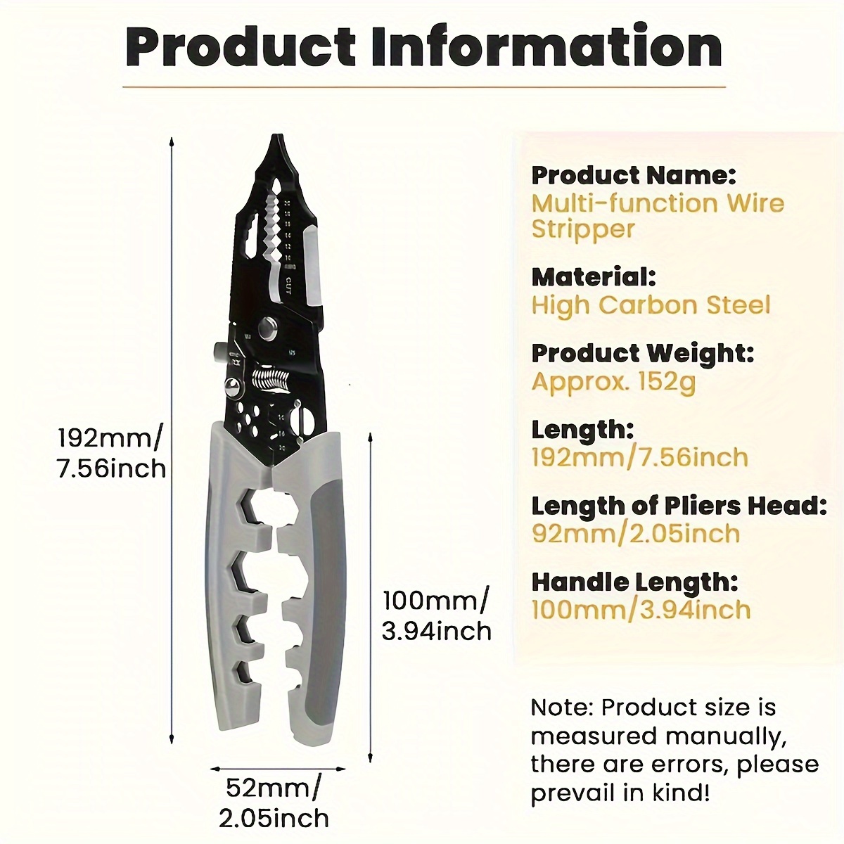 Professional Wire Stripper & Crimper 28 In 1 Multi-Function Tool 8-Inch ...