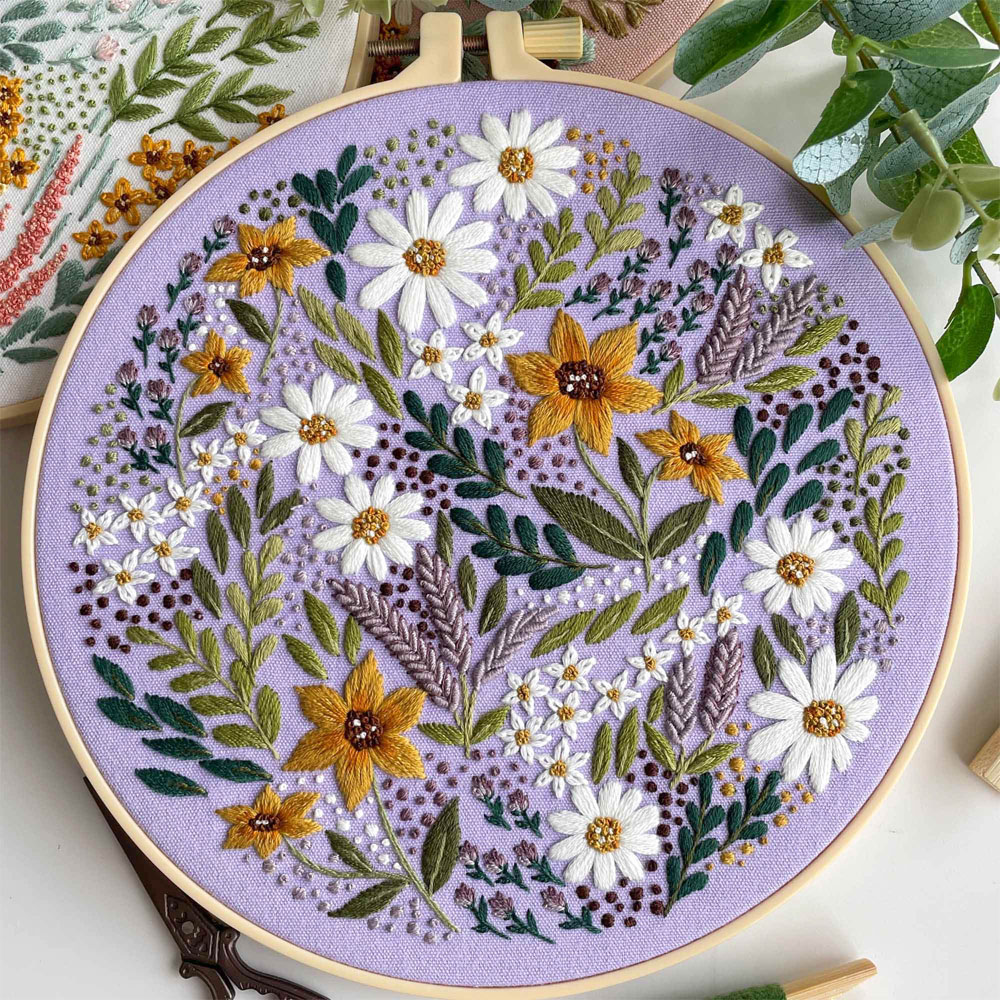 [HEPU] Embroidery kit, Adult Embroidery Material Set with Cute Flowers ...