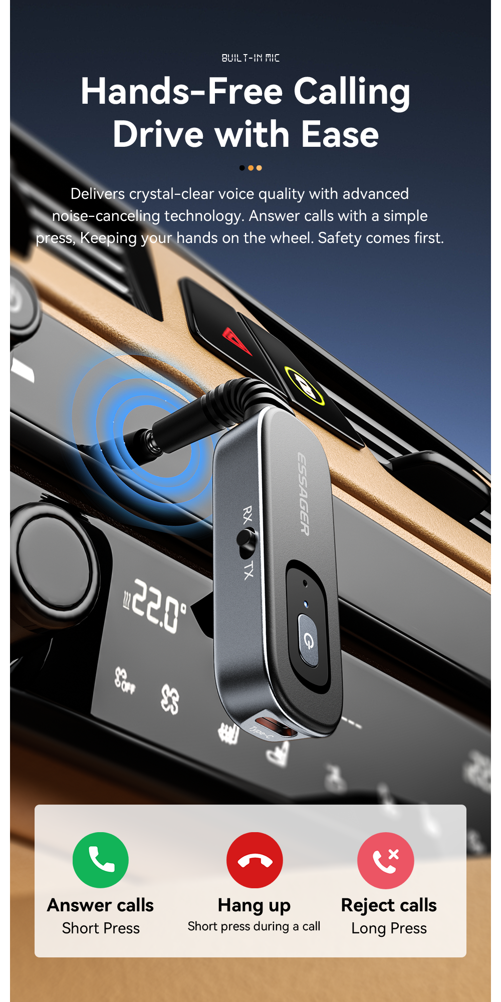 ESSAGER Bluetooth receiving launcher 140mAh Battery capacity Support ...