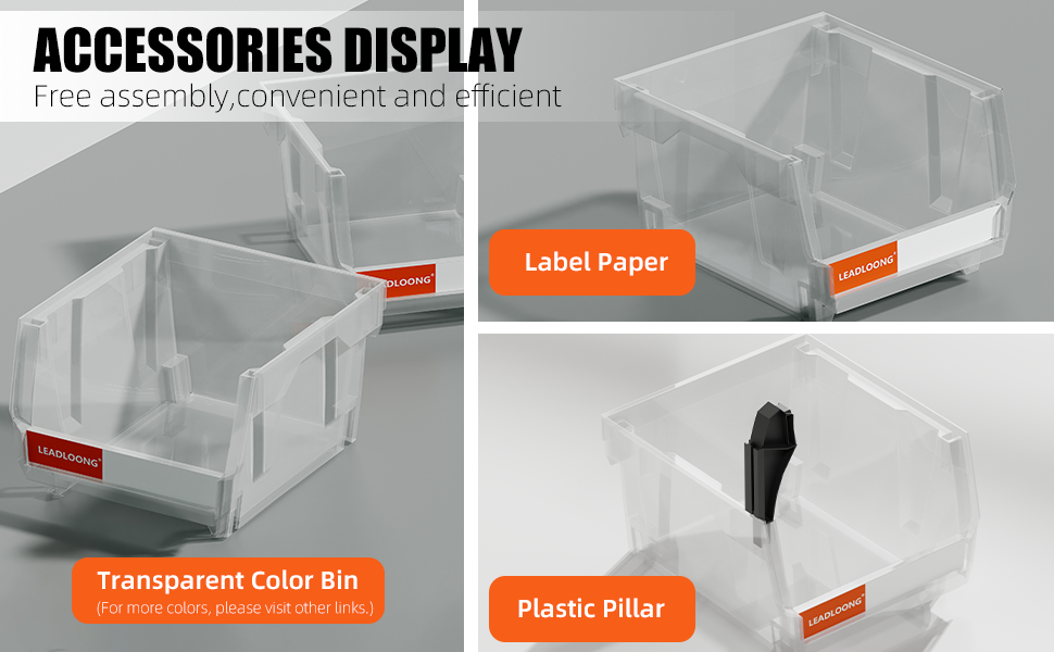 LEADLOONG V1 Transparent Storage Bin 6/24pcs 13.5X10.5X7.6CM Tool Box ...