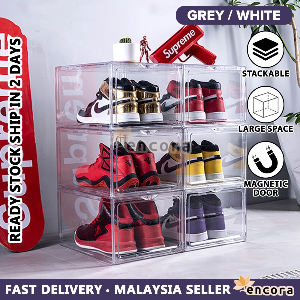 [SG STOCK] Ultra Clear High Capacity Shoe Box Stackable Magnetic ...