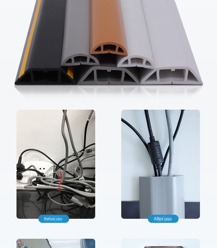 PVC Wire Trunking Flexible Cable Cover Self-Adhesive Floor Cable ...