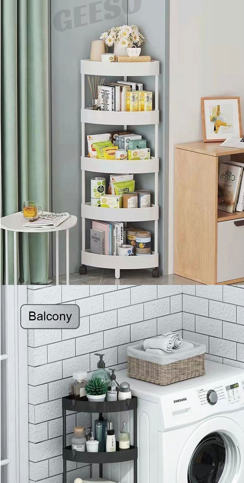 GEESO Tri-Corner Bathroom Rack Simple Corner Storage Rack Multipurpose ...