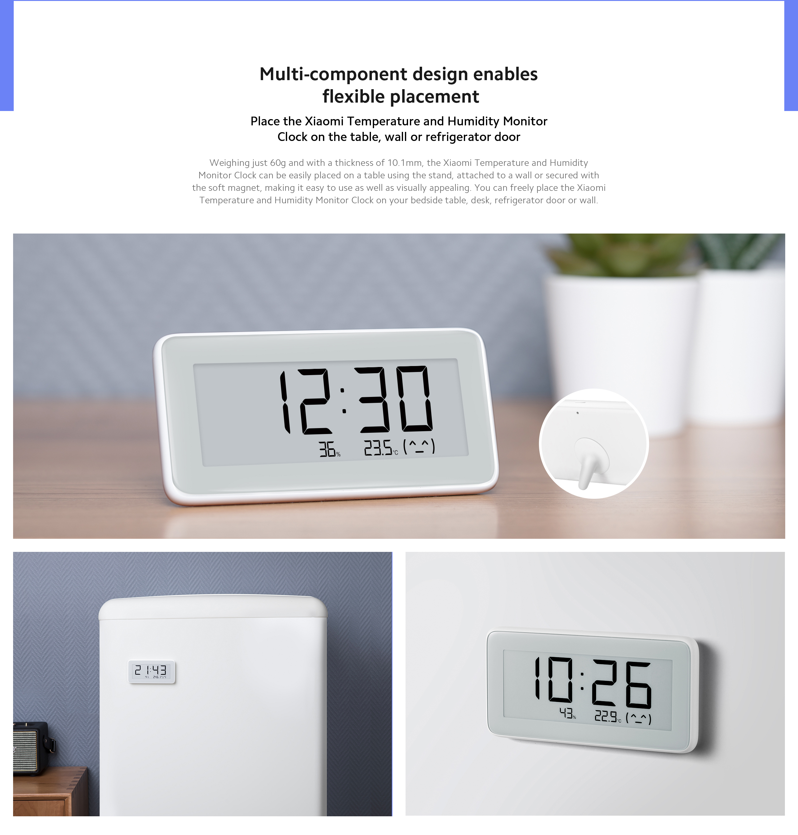Xiaomi Temperature and Humidity Monitor Clock | Shopee Singapore