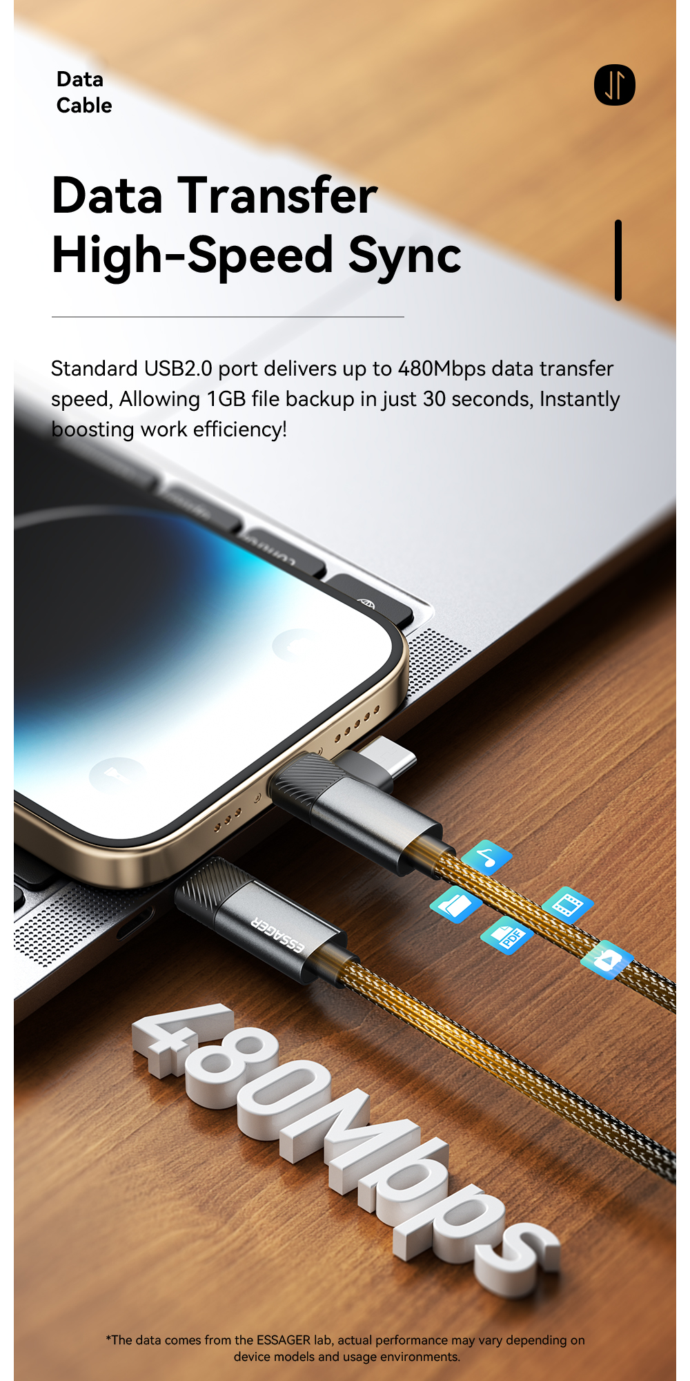 Essager 65W Type C To L+ C Cable 2 in 1 Fast Charging Cord Adapter For ...