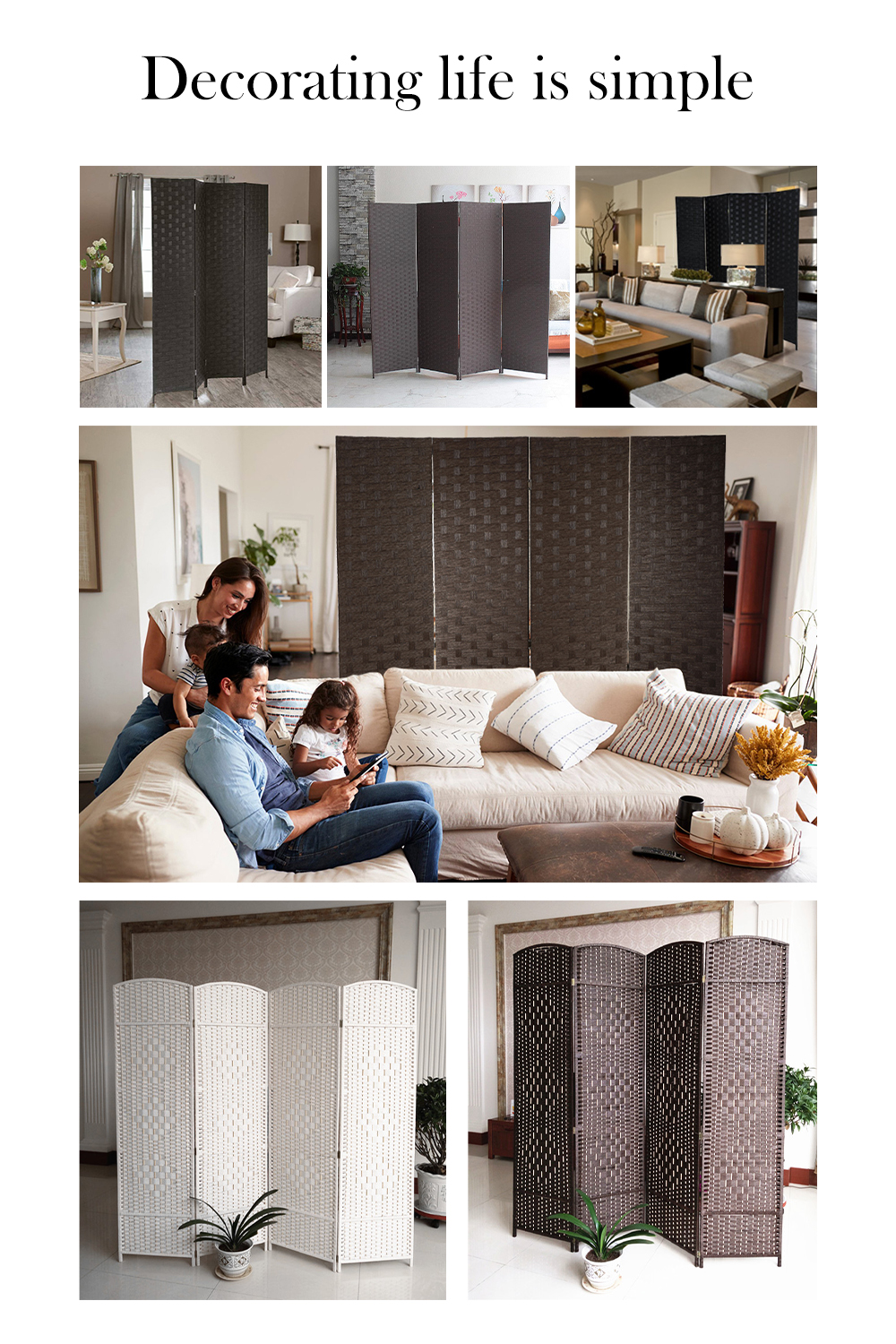 [MIN 2 PANELS][ROOM PARTITION] Rattan Divider/Bamboo Divider/Partition ...