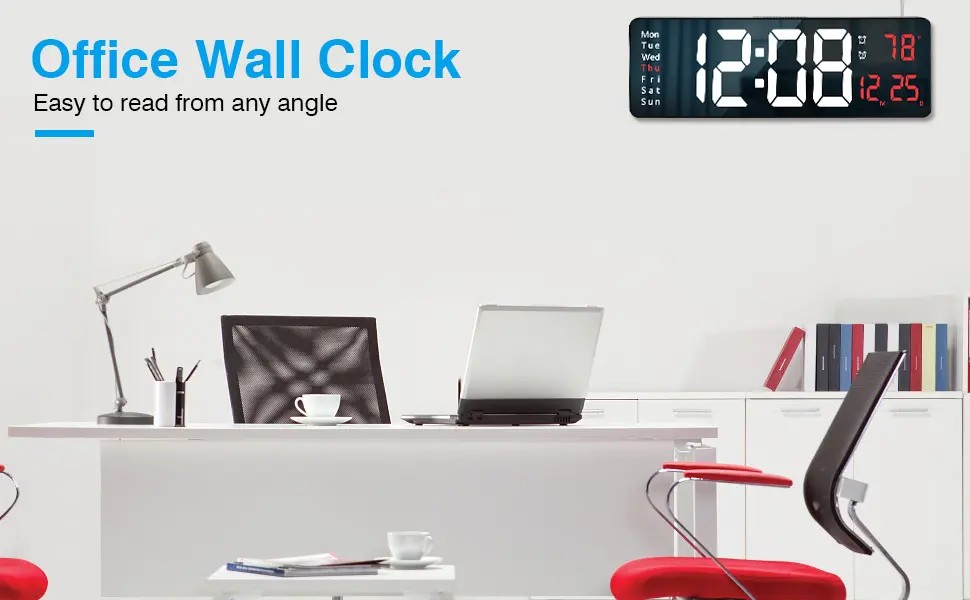 SG LED Digital Wall Clock Big Screen Large Display Alarm Clock with ...