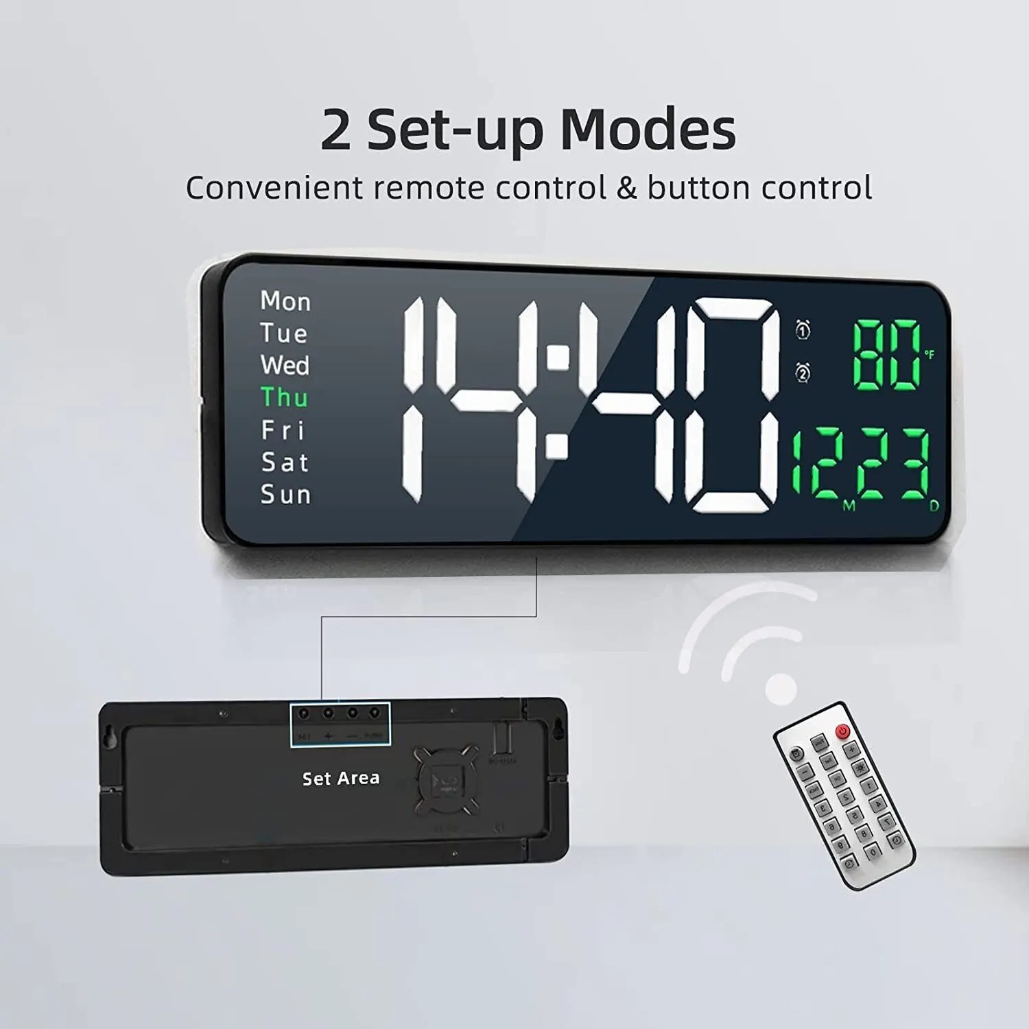 SG LED Digital Wall Clock Big Screen Large Display Alarm Clock with ...