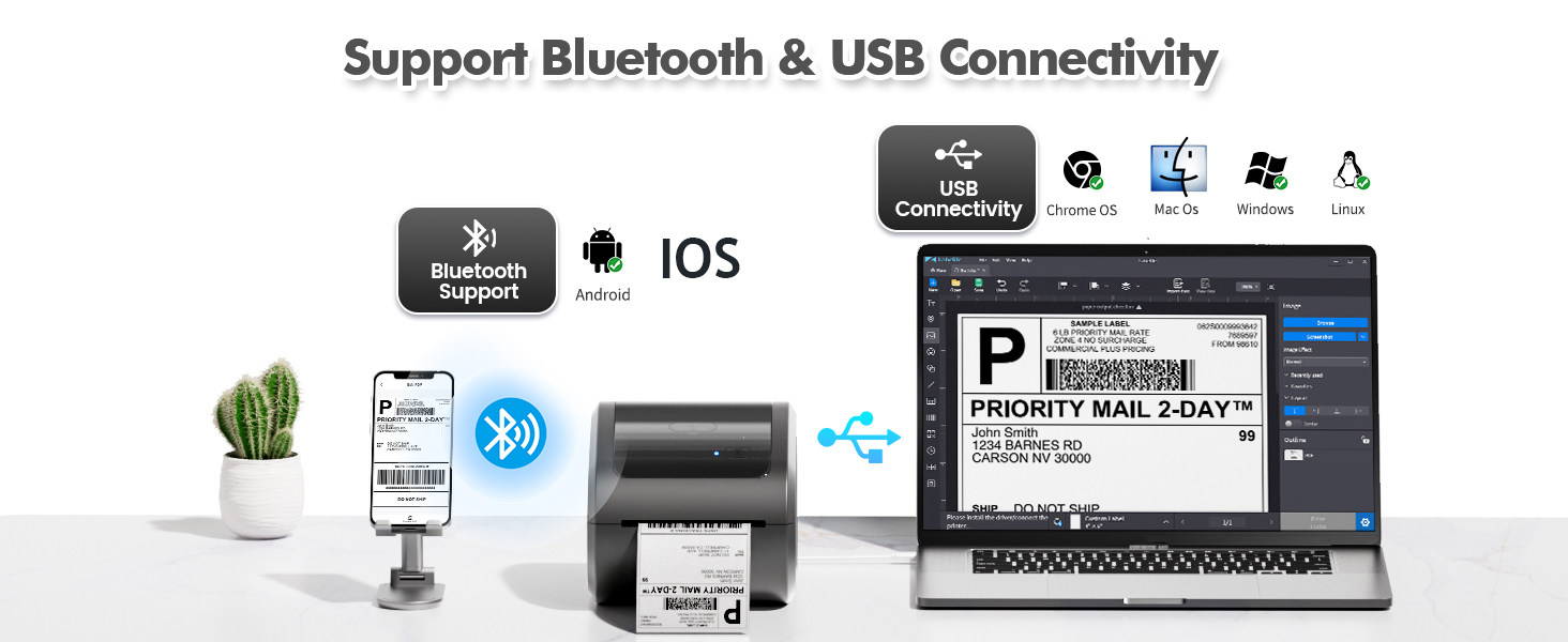 Phomemo D520BT USB/Bluetooth Thermal Printer for Waybill Barcode ...