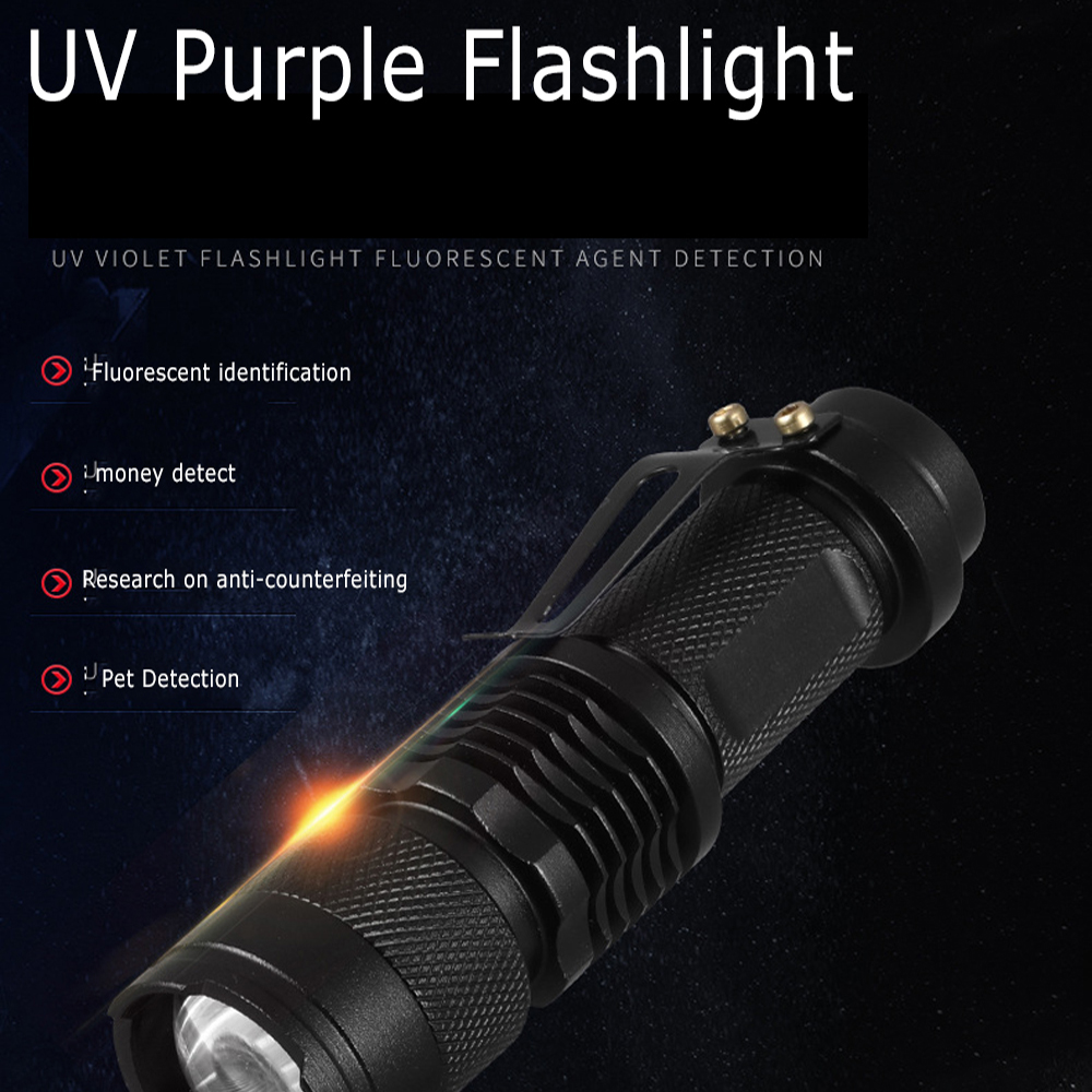 UV Purple Flashlight 365NM/395NM Aluminum Alloy Cash Detector ...