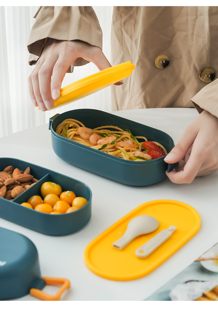 Microwave heated lunch box for work double-layer student lunch box ...