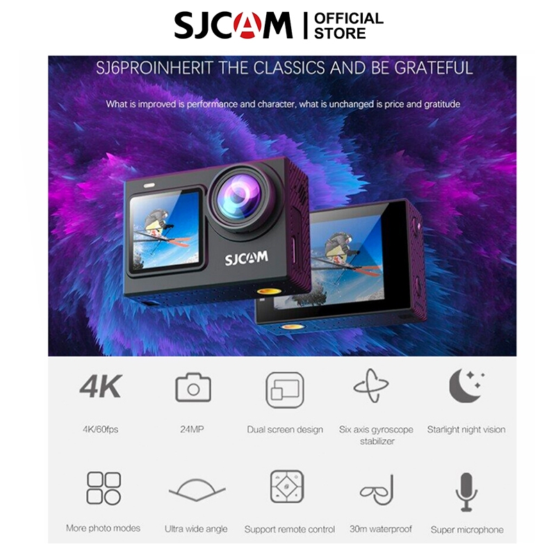 SJCAM SJ6 Pro Action Camera 4K 60fps/5K 30fps Dual Touch Screen Digital ...