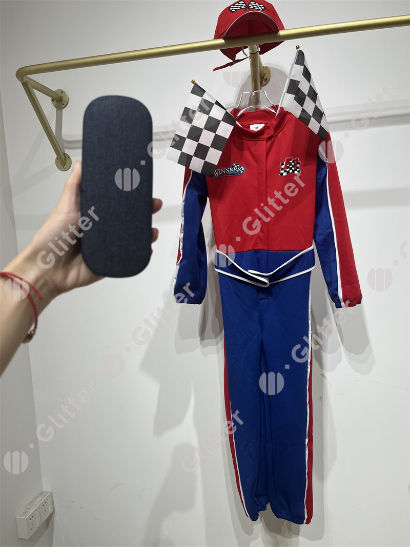 Race Car Driver Costume for Kids Boy Red Blue Racer Uniform Long Sleeve ...