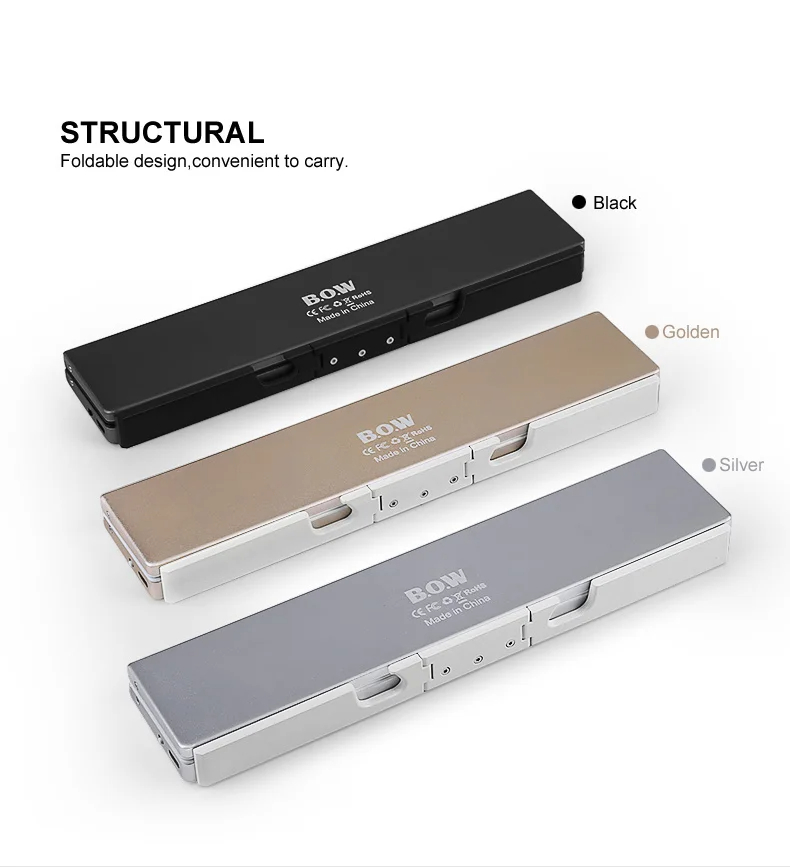 Bow Foldable Bluetooth Keyboard Rechargeable Keyboard Mini Folding Wireless Keyboard Aluminum
