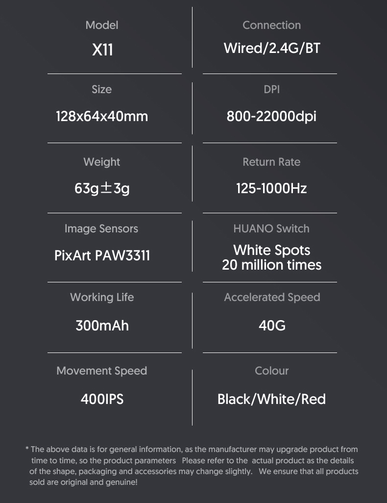 Attack Shark X11 Wireless Mouse Paw3311 22000DPI Buletooth Three Mode ...