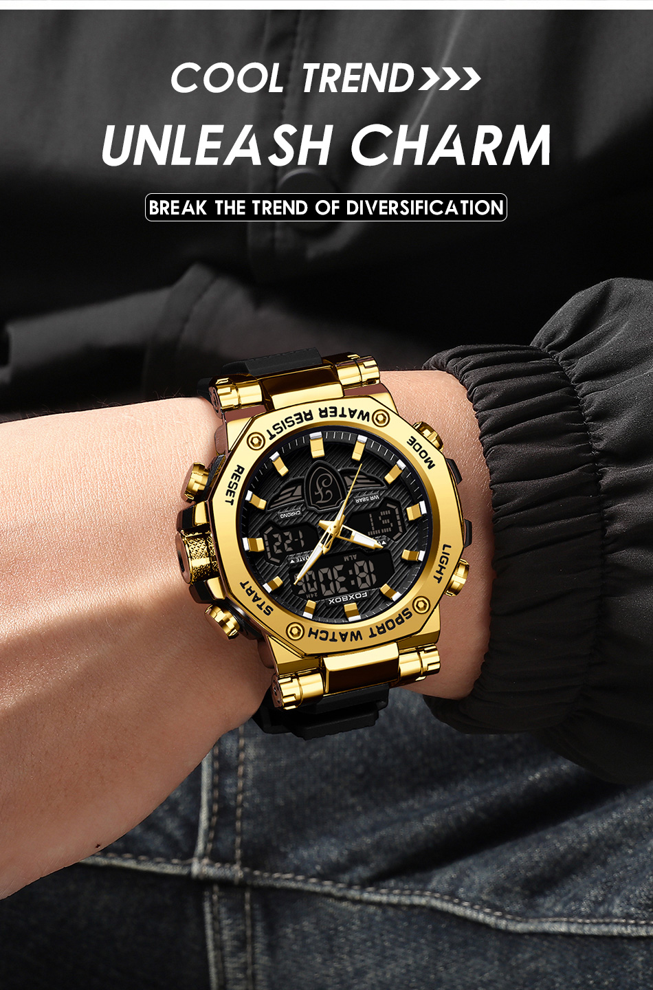 FOXBOX Watch For Men LED Waterproof Sport Electronic Silicone ...