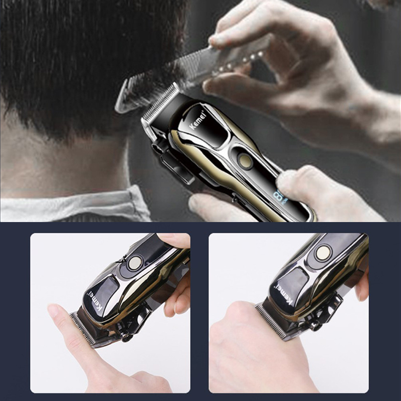 Kemei Barber Shop Hair Clipper Professional Hair Trimmer for Men Beard Electric Cutter Cordless ...