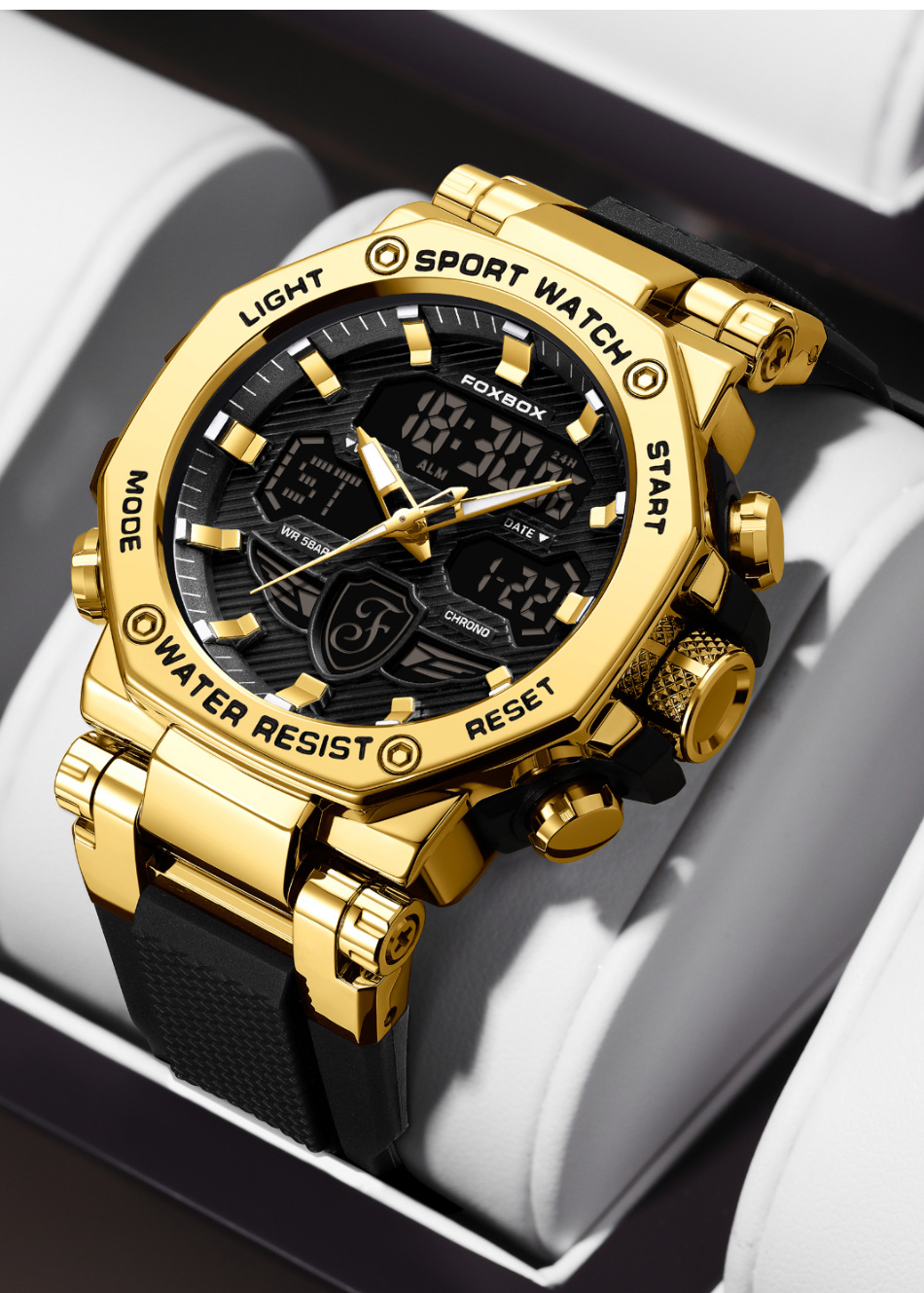 FOXBOX Watch For Men LED Waterproof Sport Electronic Silicone ...