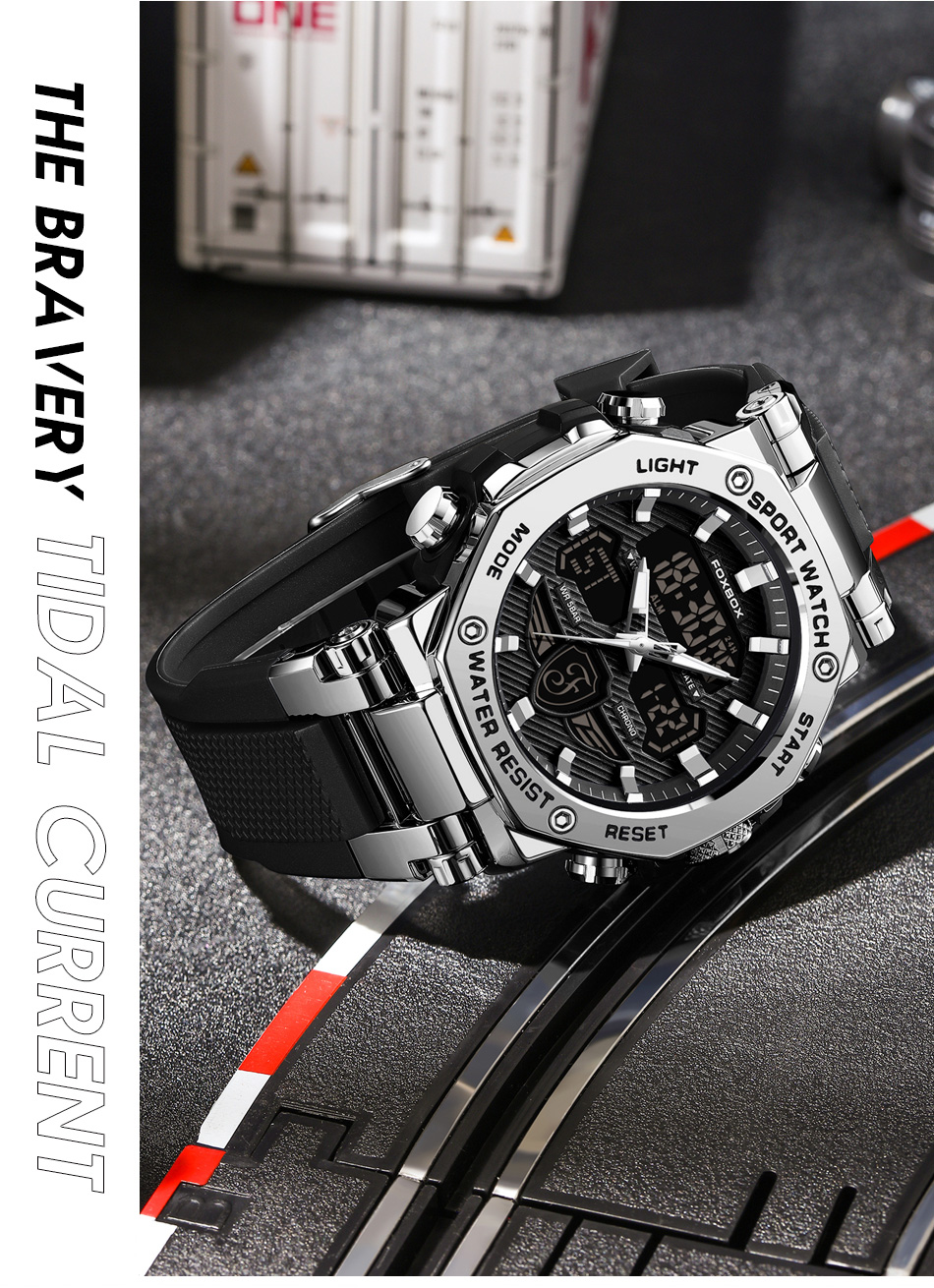 FOXBOX Watch For Men LED Waterproof Sport Electronic Silicone ...