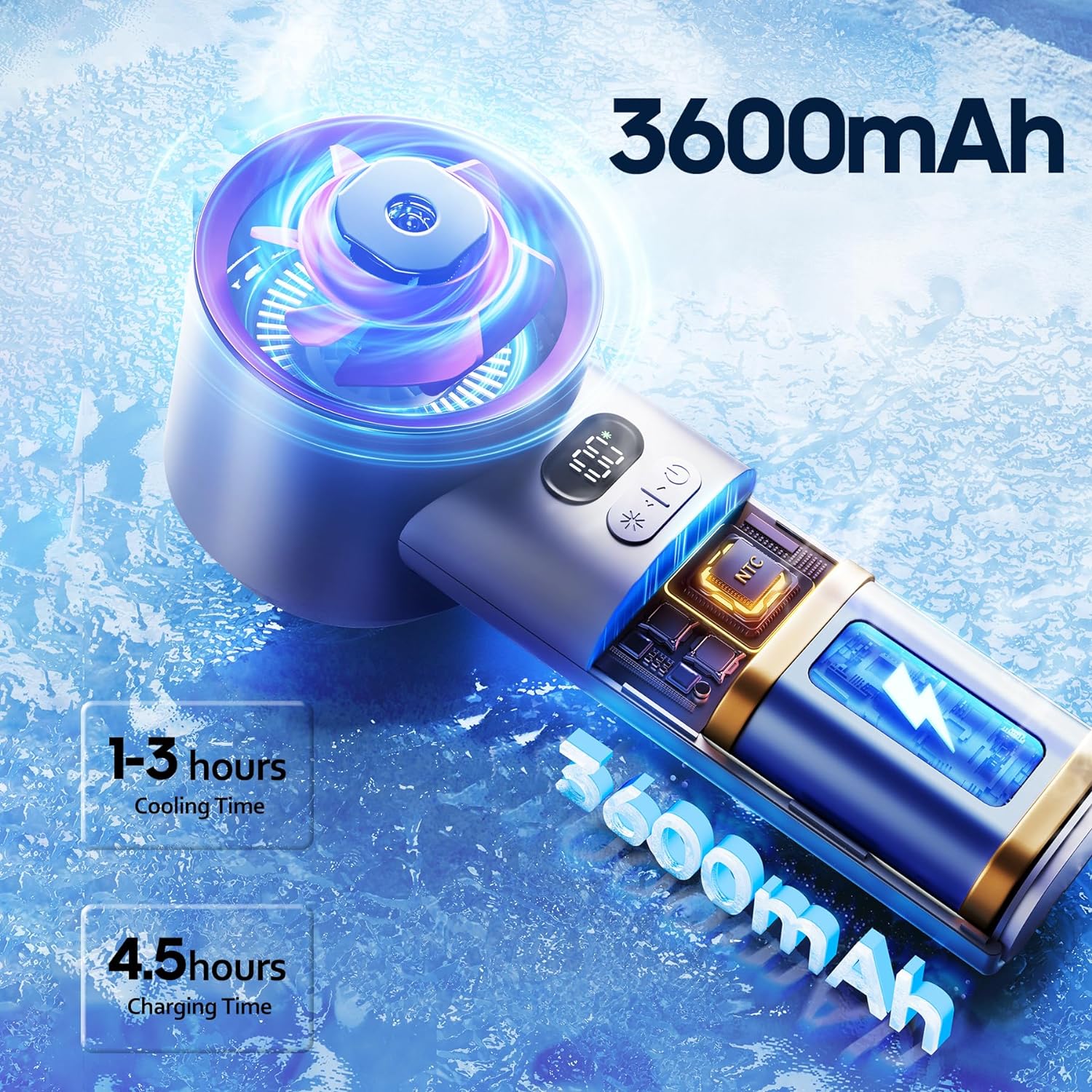 Portable Handheld Fan Personal Fan Turbo 100 Speeds Adjustable, 3600 ...