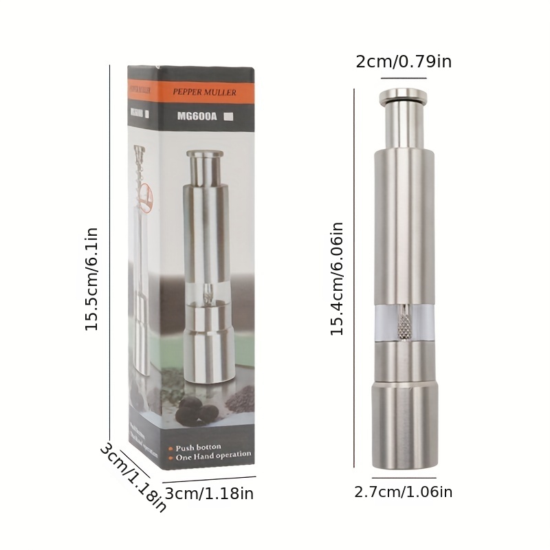 1 Pack Kitchen Stainless Steel Mini Manual Press Pepper Grinder ...