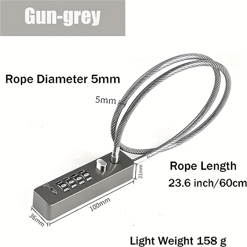 Cable Locks with Combination,4 Digit Combination Padlock with 23.6 inch ...