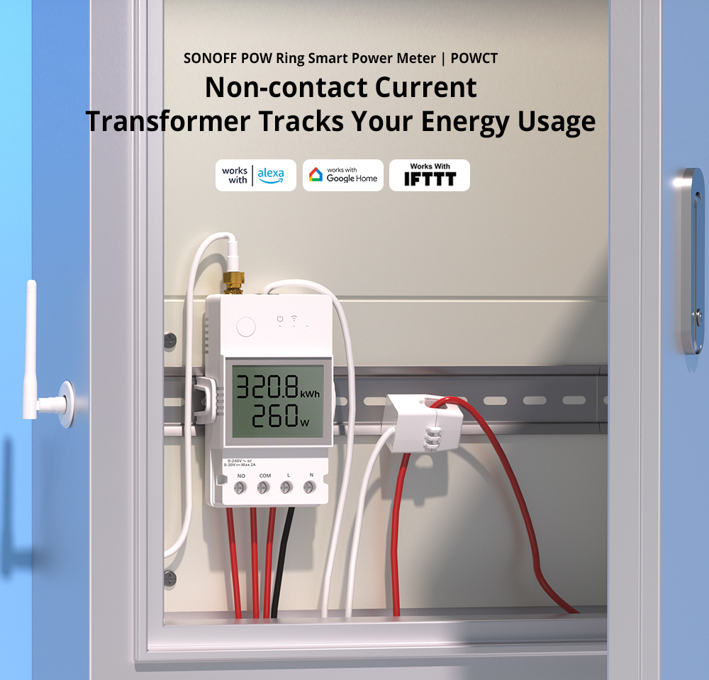 SONOFF POWCT 100A WiFi POW Ring Smart Power Meter Split CT Sensor ESP32Chip Energy Monitor ...