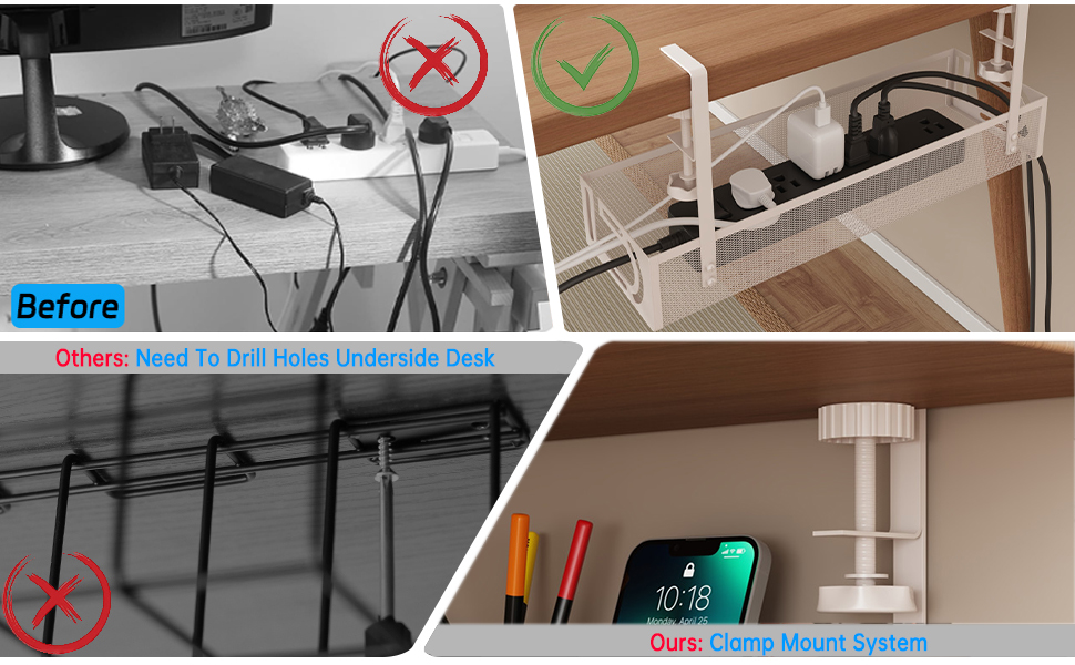 Under Desk Cable Management Tray Black, Cable Management Under Desk No ...