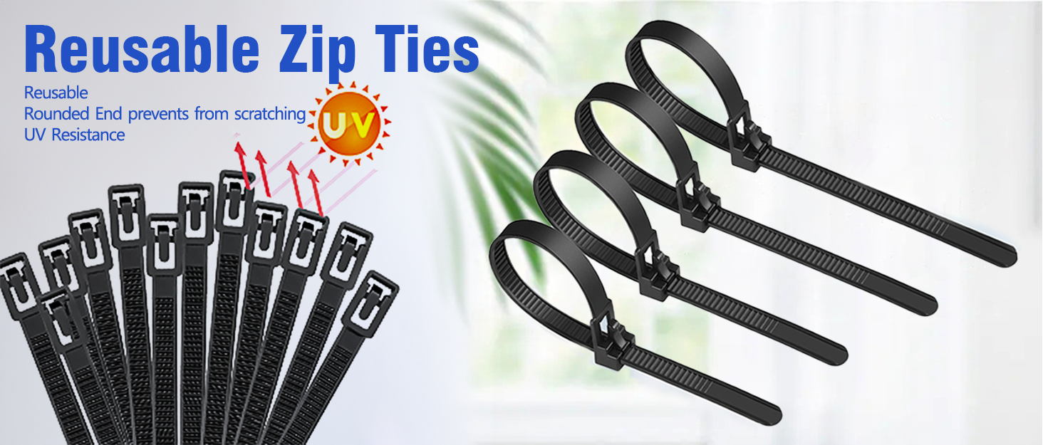 Reusable Zip Ties 30cm Heavy Duty 100 Packs Releasable Zip Tie Round ...