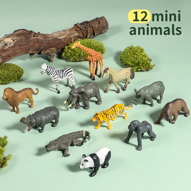 12pcs Mini Small Jungle Animal Set Realistic Wild Plastic Animals ...