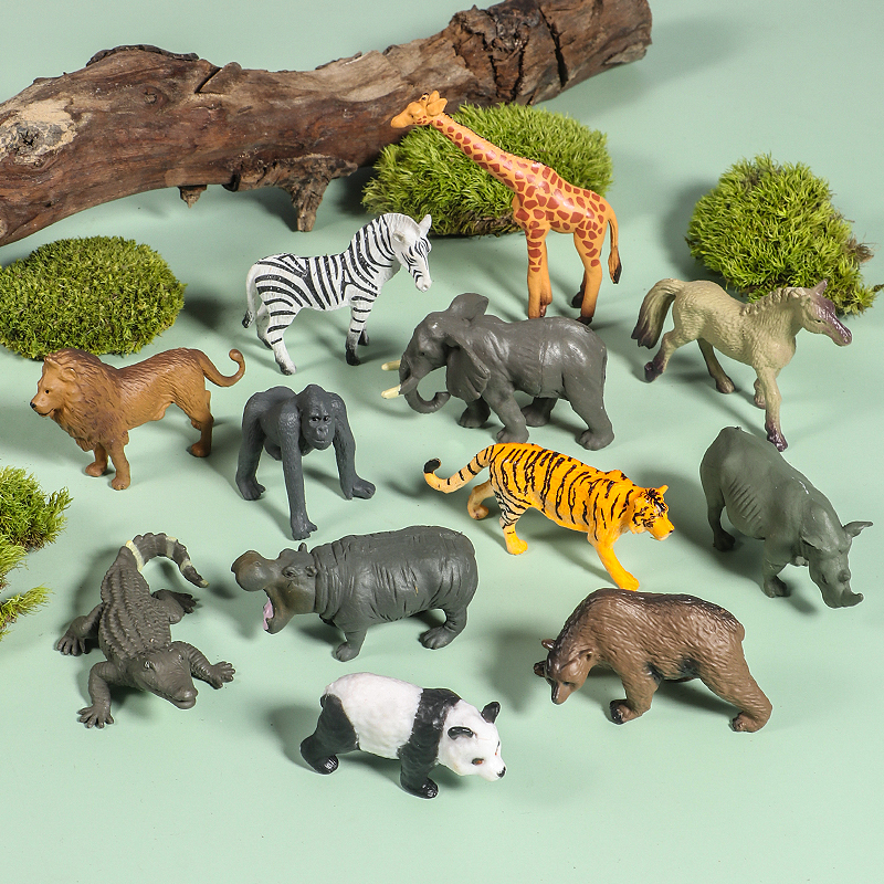 12pcs Mini Small Jungle Animal Set Realistic Wild Plastic Animals ...