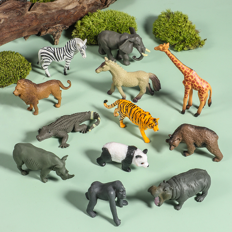 12pcs Mini Small Jungle Animal Set Realistic Wild Plastic Animals ...