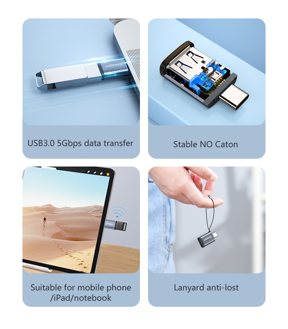 Essager USB 3.0 Type-C OTG Adapter Female Converter Bluetooth Receiver ...