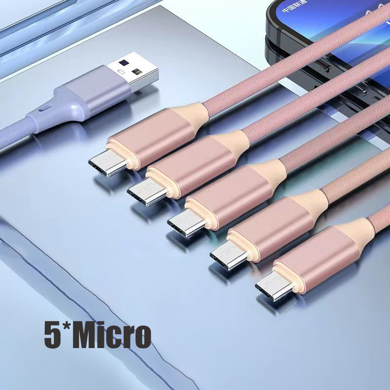 5 In 1 66W Fast Charging Cable Woven Fast Charging Data Cable 1.5M USB ...