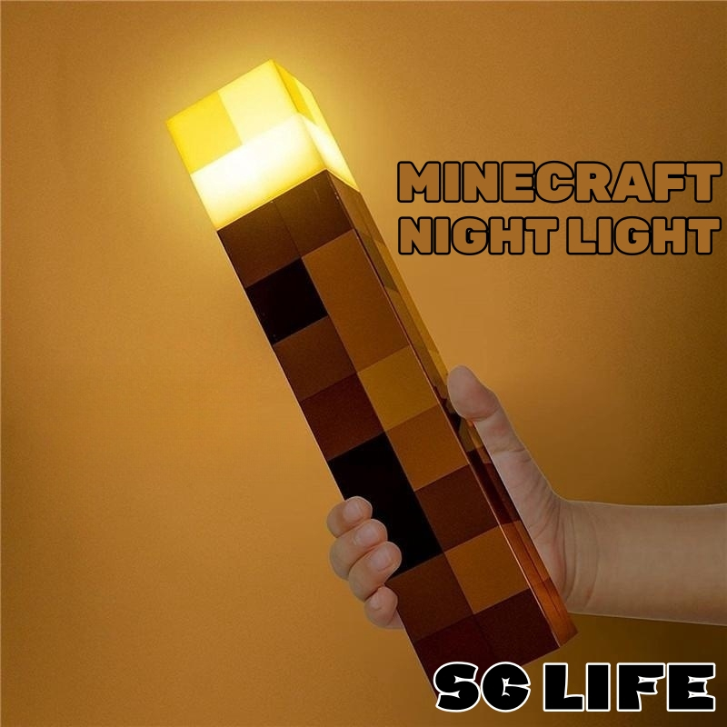 【SG Seller】Minecraft Torch Night Light Statue Lights LED Lamp For ...