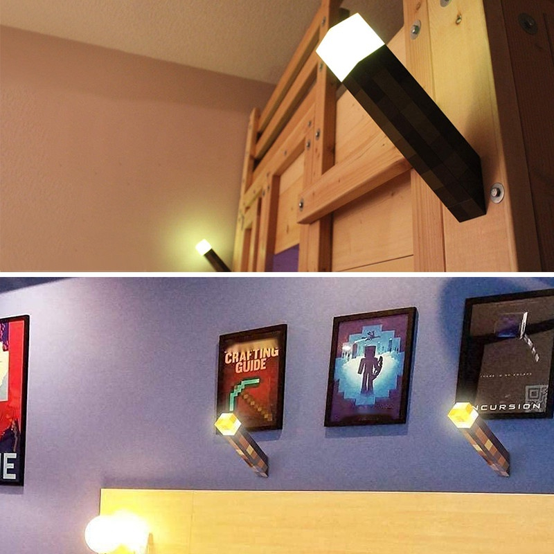 【SG Seller】Minecraft Torch Night Light Statue Lights LED Lamp For ...