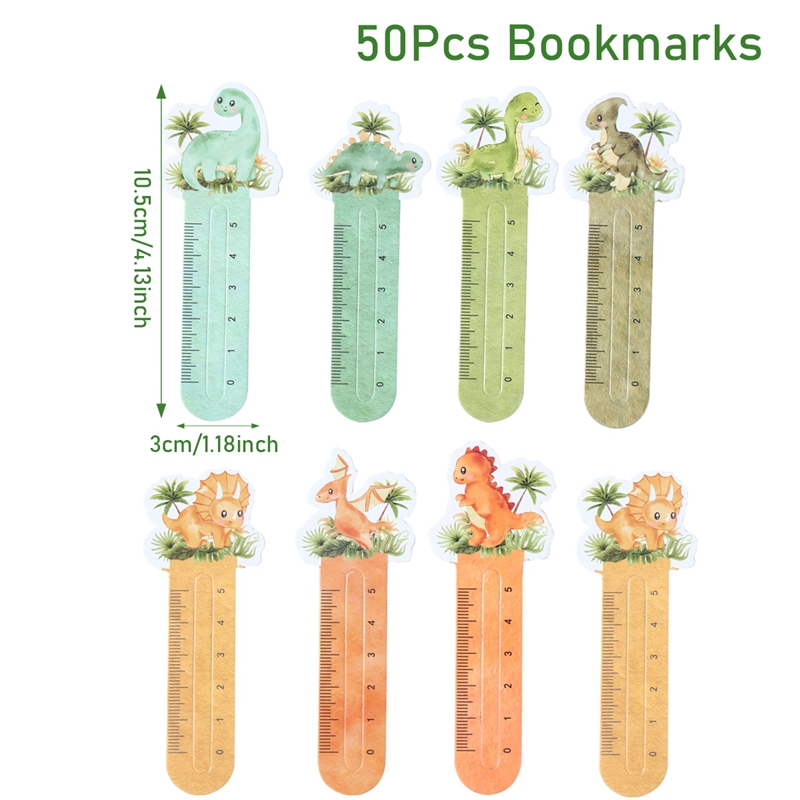 50pcs Cute Animals Bookmarks Ruler Students Learning Tools Dinosaur ...