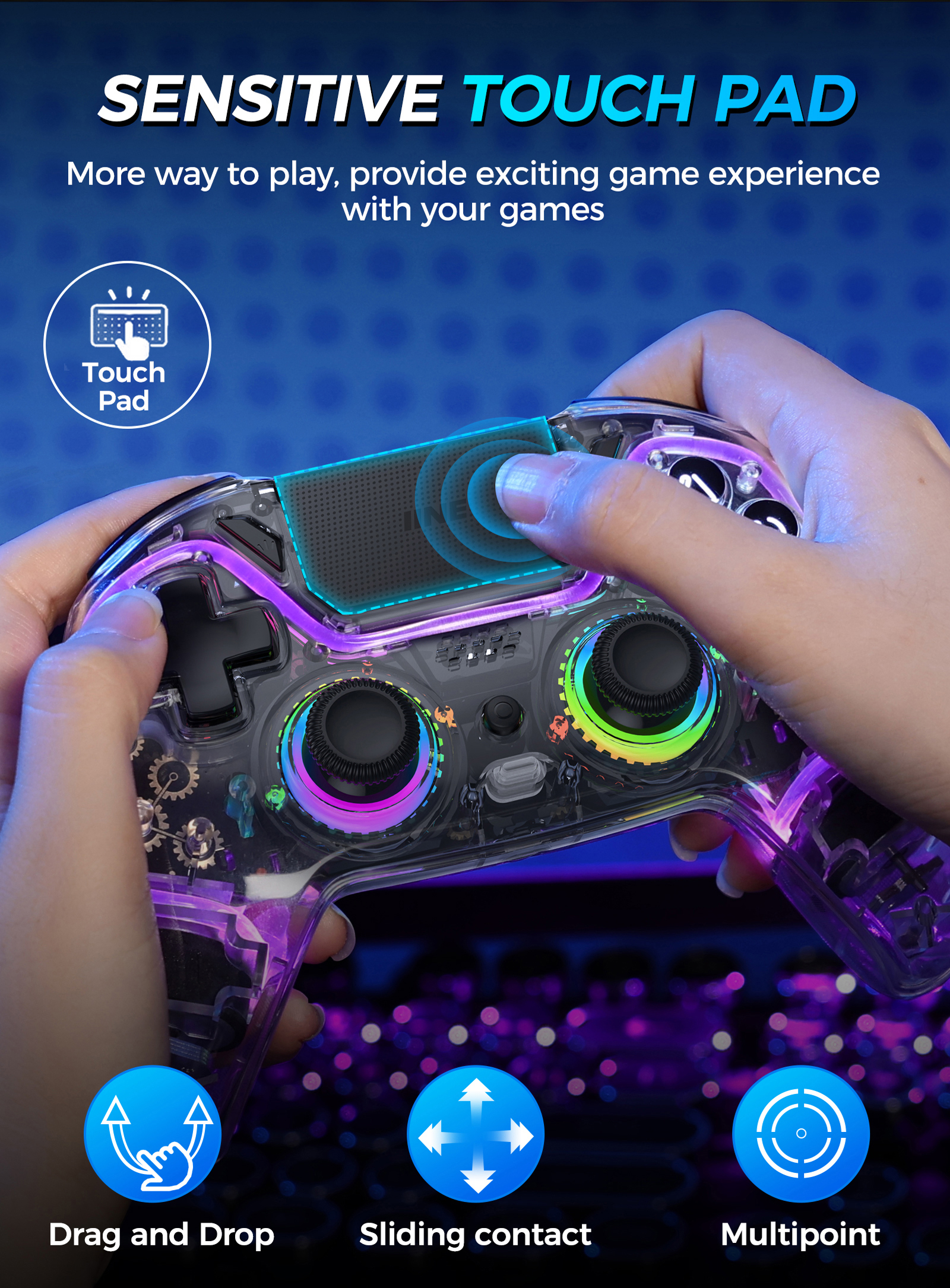 IINE Bastet Wireless Transparent Controller for PS4/Switch/PC/Android ...