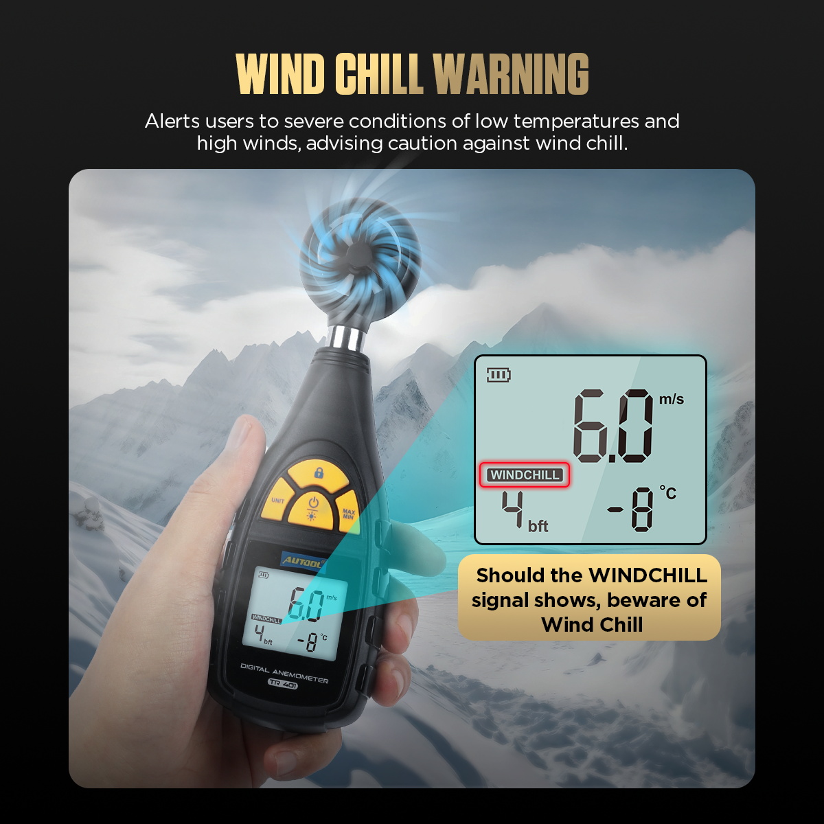 AUTOOL TR401 digital anemometer High Precision Digital Anemometer ...